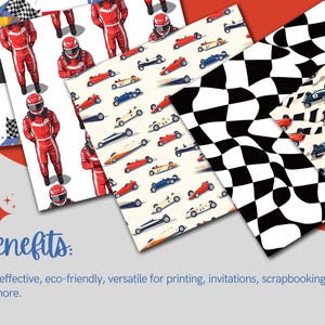 Race Car Seamless Pattern, Digital Paper for Scrapbooking, Vintage Car ...