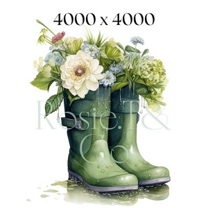 Floral Rain Boots Clipart, Flowers Rain Boot Images, Watercolor Clip ...