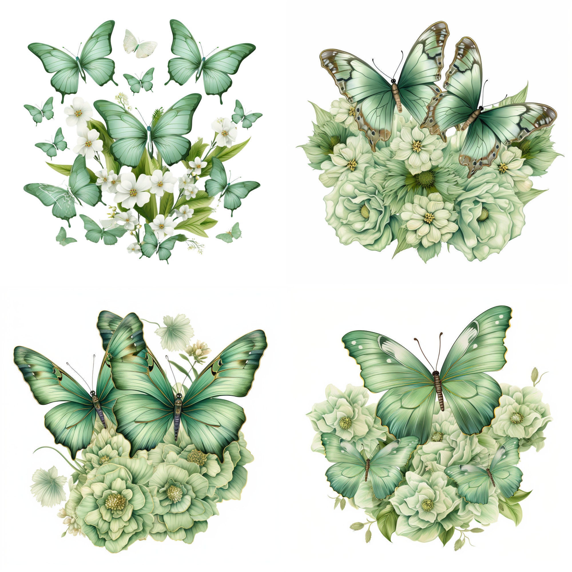 Mint Green Butterflies Clipart, Transparent PNG Illustration ...
