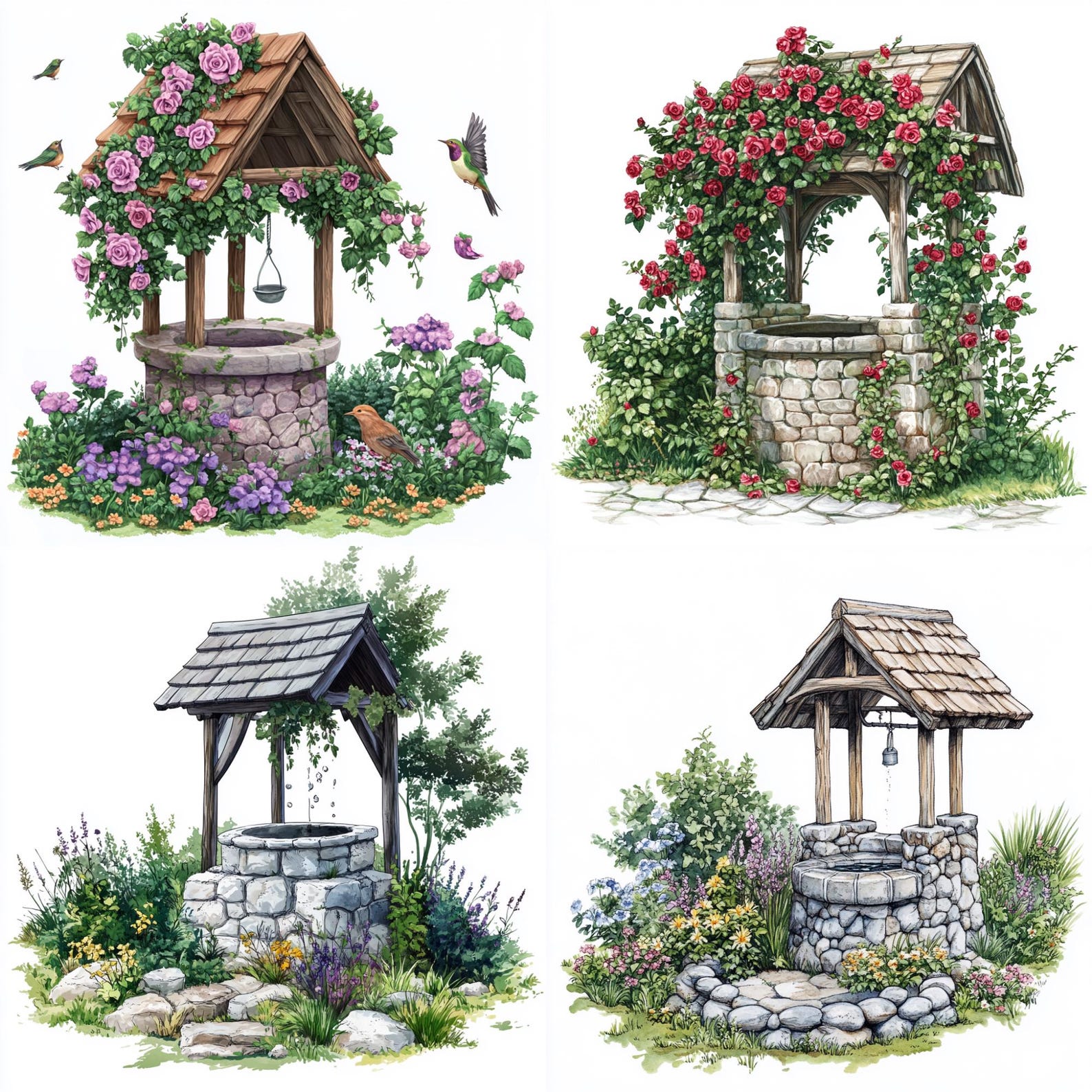Small Garden Well Clipart, Well Clipart, Cottagecore Clip Art, Wishing ...