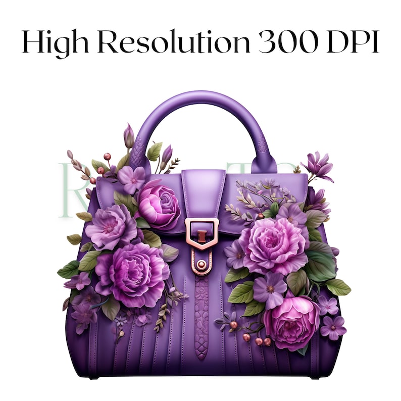 Floral Handbag Clipart Floral Purse Illustration Bright Color Digital ...