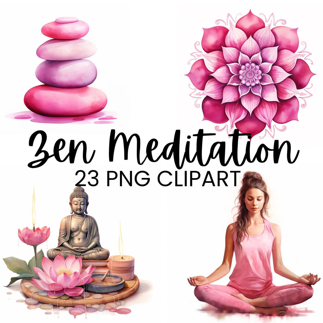 Mindful Yoga Clipart, Self Care PNG, Pink Yoga Clip Art Bundle ...