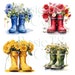 Floral Rain Boots Clipart, Flowers Rain Boot Images, Watercolor Clip ...