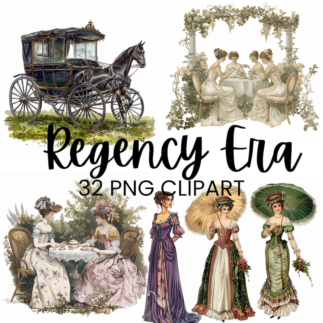 Rococo Regency Era Clipart, Elegant Victorian Ladies & Gentlemen ...