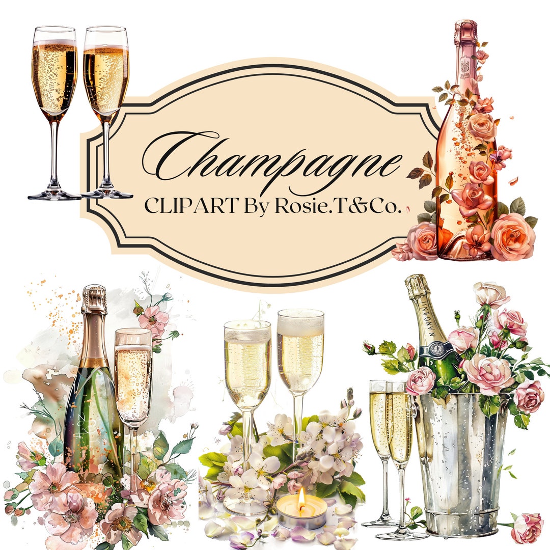 Watercolor Champagne Clipart Celebration Party Illustration Champagne ...