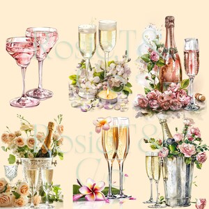 Watercolor Champagne Clipart Celebration Party Illustration Champagne ...