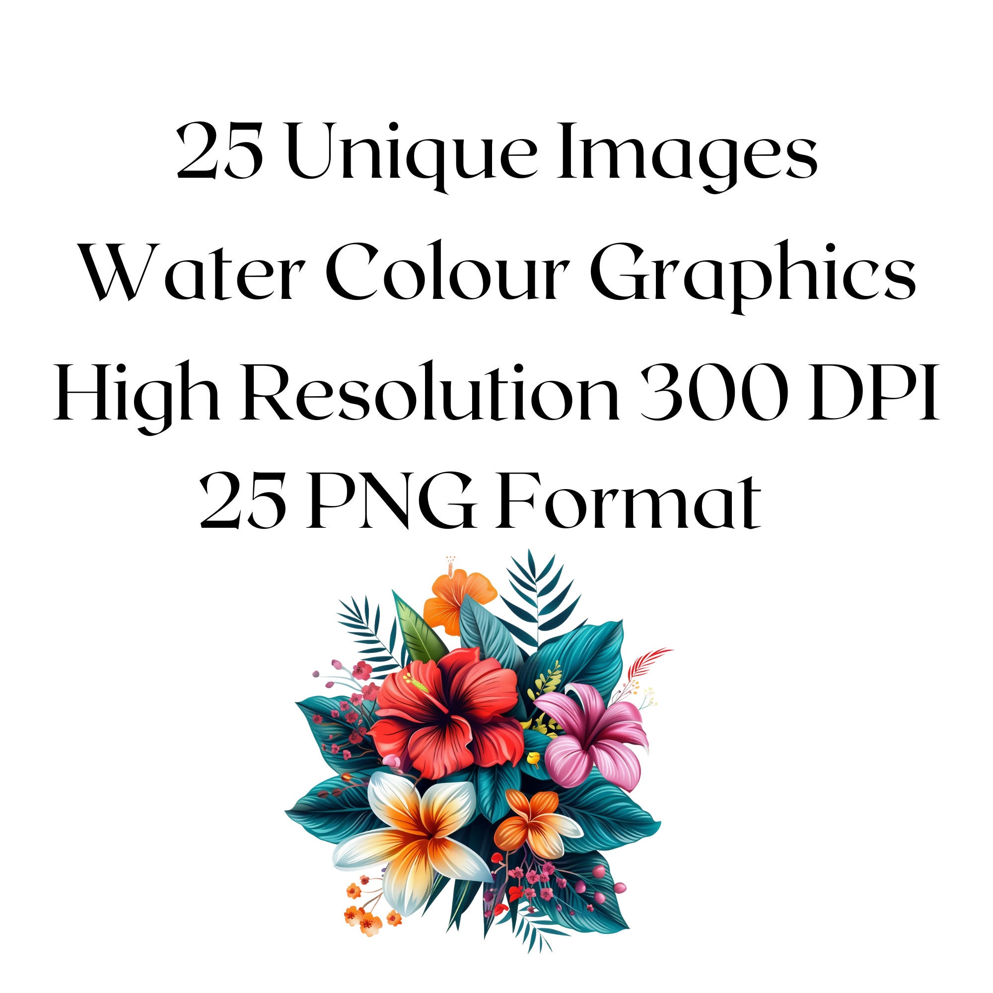 Bold Floral Clipart, Watercolor Clipart, Bright Spring Flowers Clip Art ...