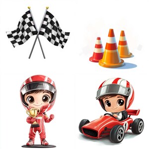 Little Racer Clipart - Watercolor Cute Kids Racing Illustrations ...