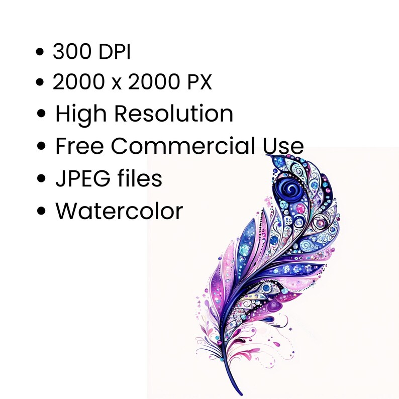 Whimsical Feathers Watercolor Clipart, Exotic Boho Feather Designs for ...