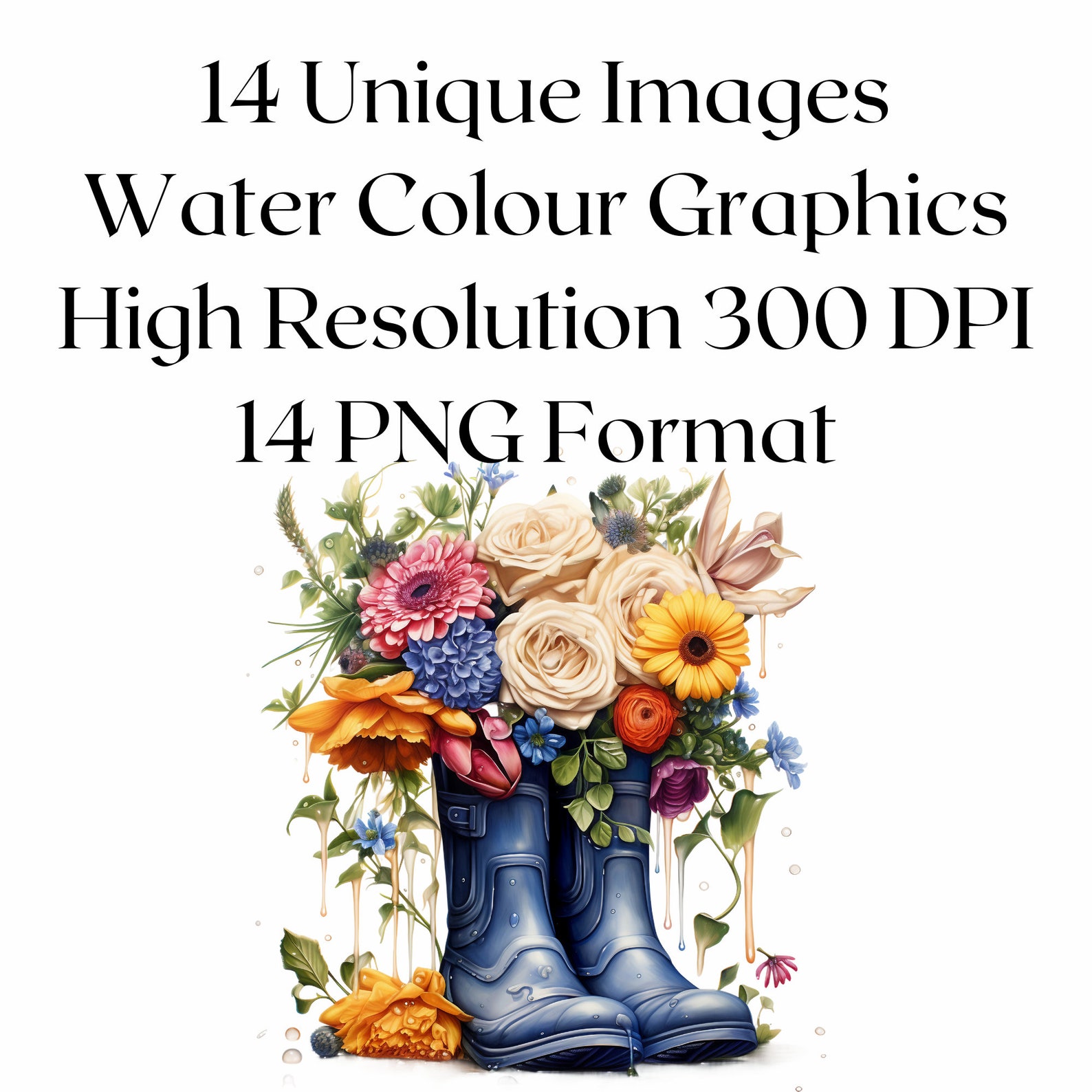 Floral Rain Boots Clipart, Flowers Rain Boot Images, Watercolor Clip ...