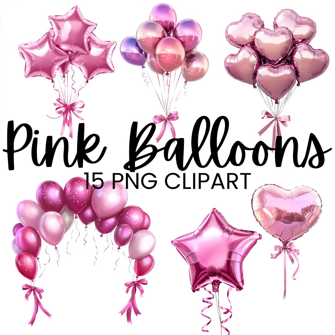 Watercolor Pink Balloon Clipart - Baby Shower Decorations - Digital ...