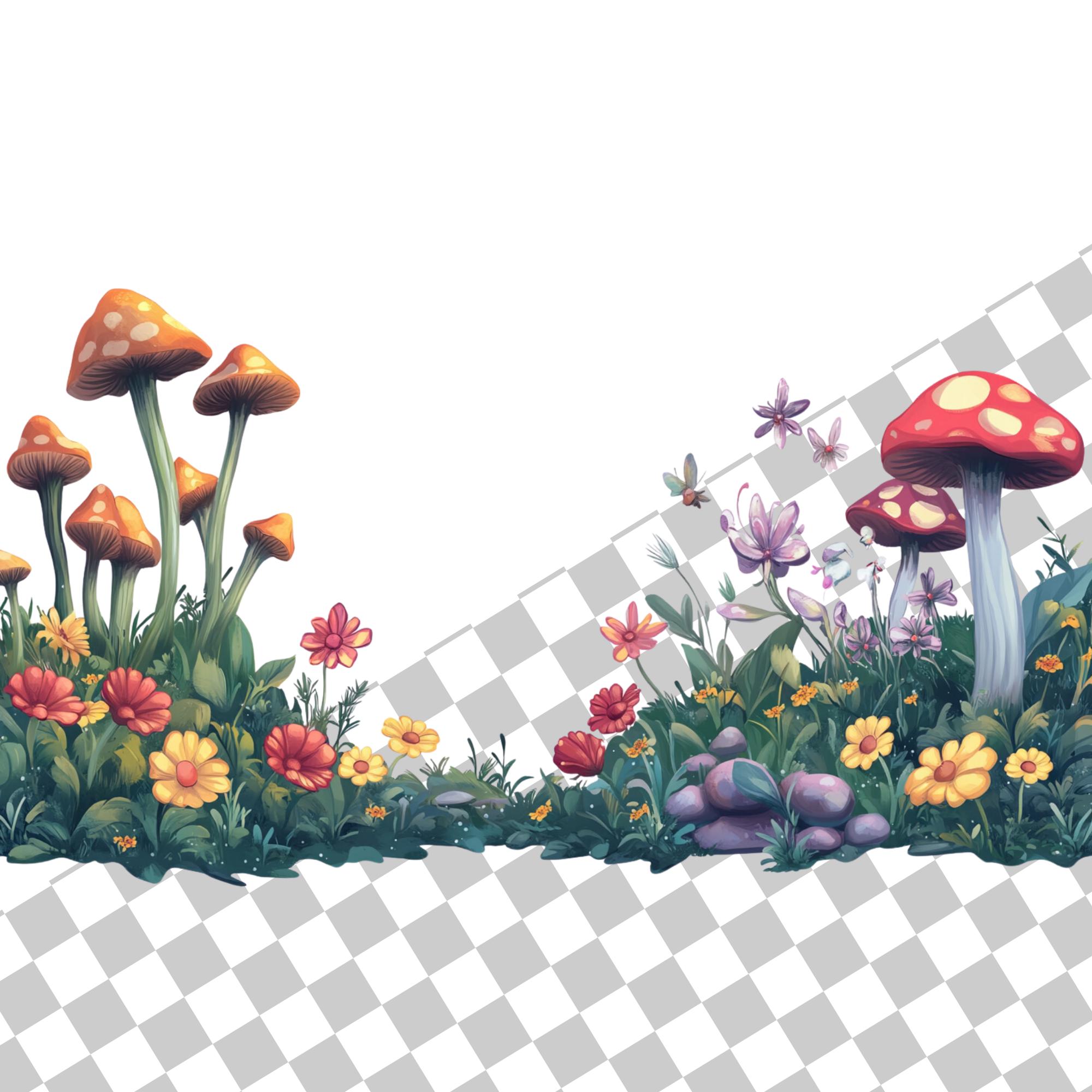 Fairy Garden Clipart Borders , Magical Watercolor Elements for Nursery ...