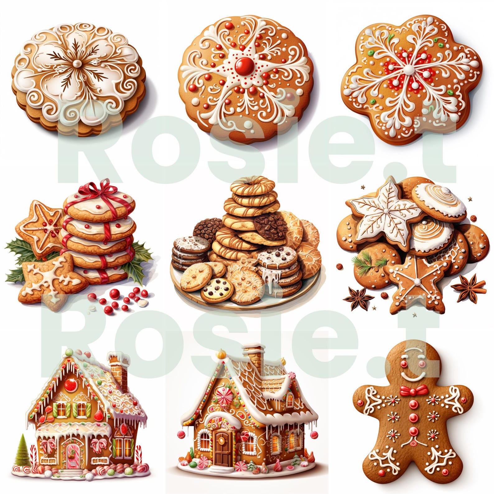Christmas Cookie Clipart PNG | Gingerbread Clip Art Bundle | Holiday ...