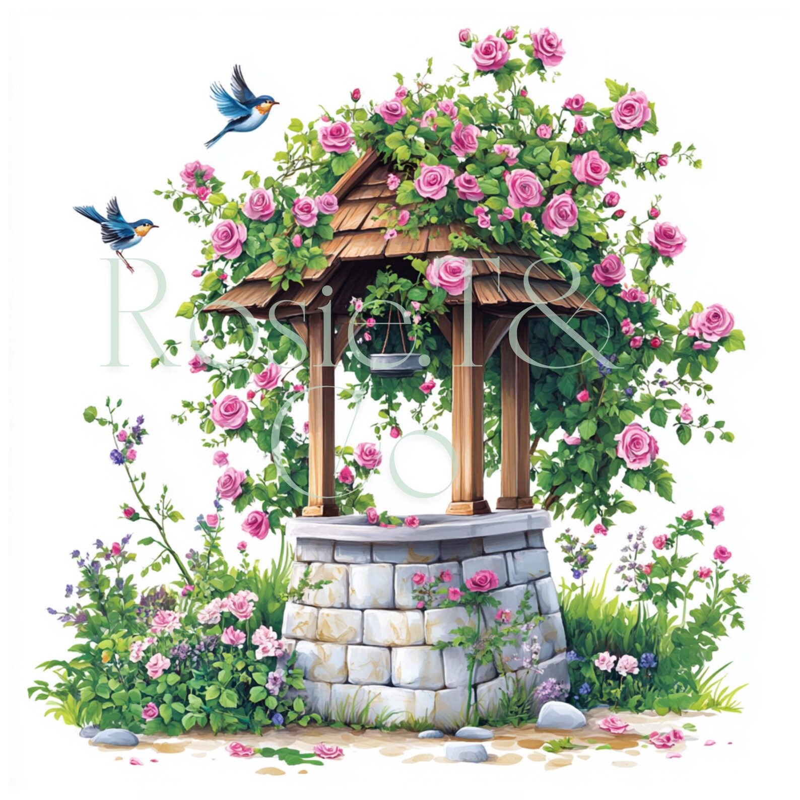 Small Garden Well Clipart, Well Clipart, Cottagecore Clip Art, Wishing ...