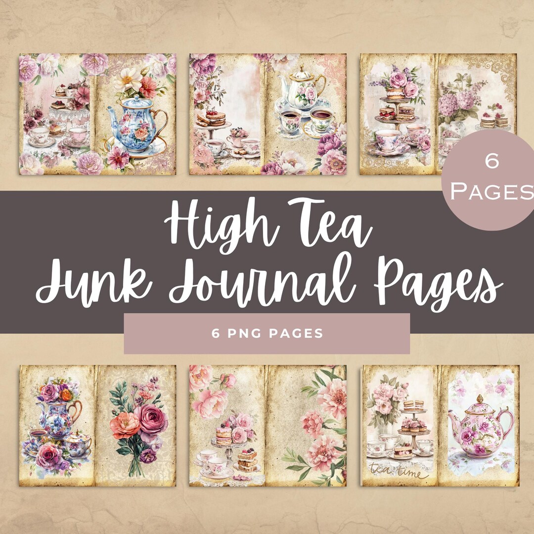 High Tea Junk Journal Pages: Vintage Ephemera, Tea Party Designs ...