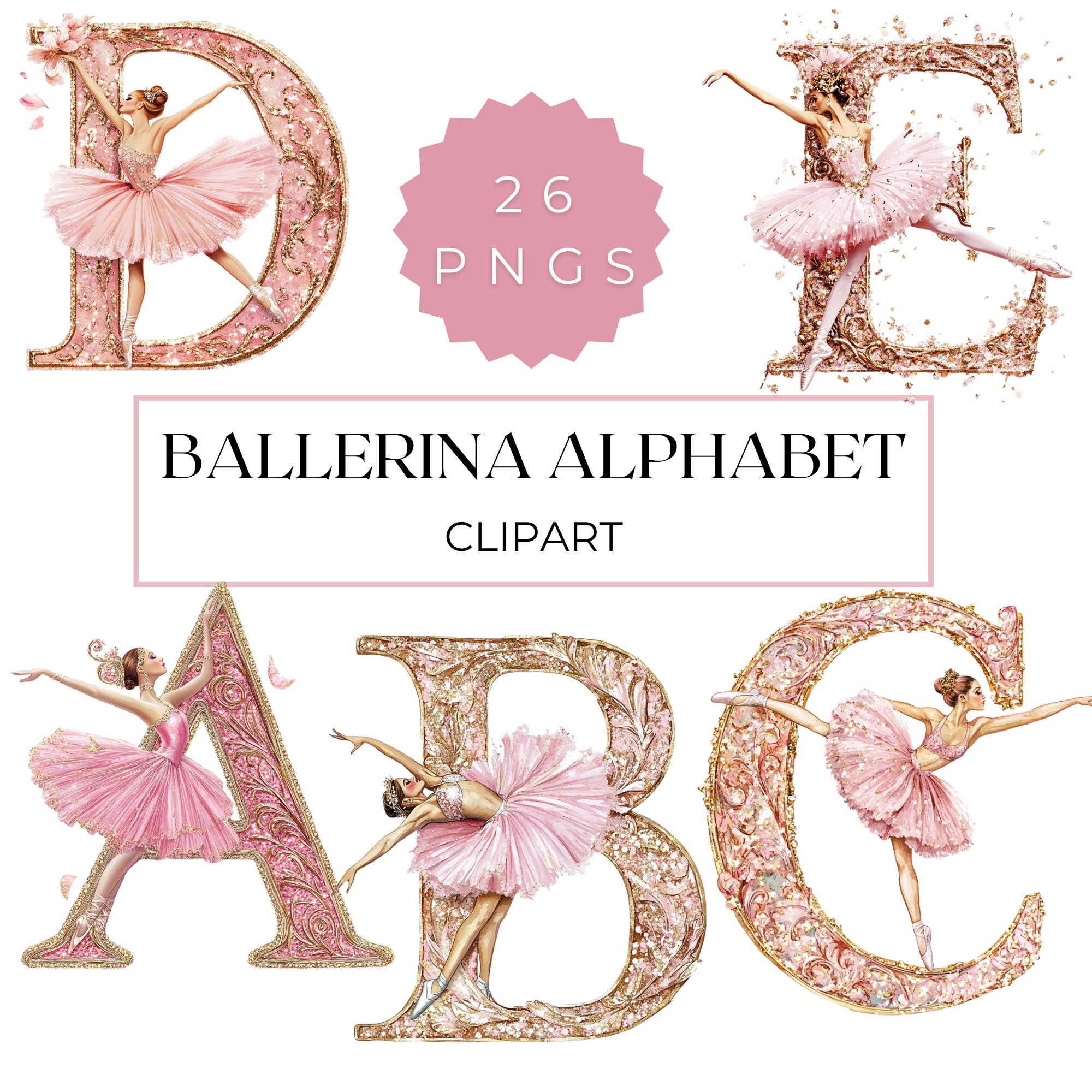 Ballerina Alphabet Clipart, Decorative Letters, Watercolor Png ...