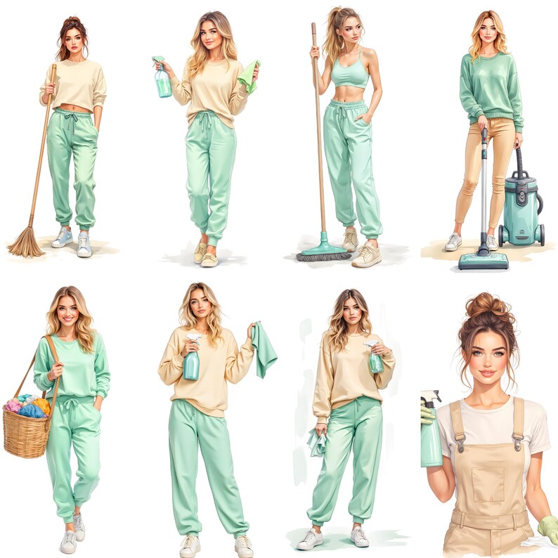 Cleaning Clipart Bundle, Laundry Day Graphics, Cleaning Supplies ...