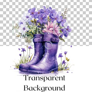 Floral Rain Boots Clipart, Flowers Rain Boot Images, Watercolor Clip ...