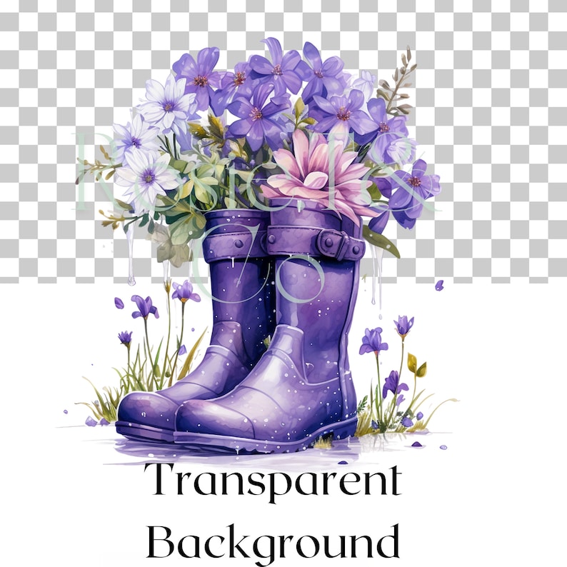 Floral Rain Boots Clipart, Flowers Rain Boot Images, Watercolor Clip ...