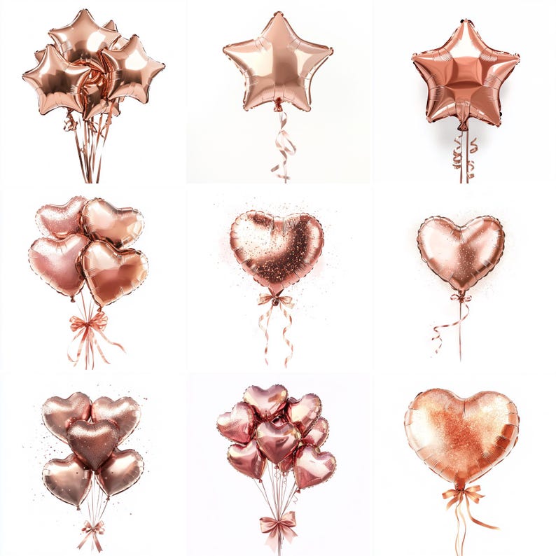 Rose Gold Glitter Balloon Clipart, Instant Download, Birthday Party ...
