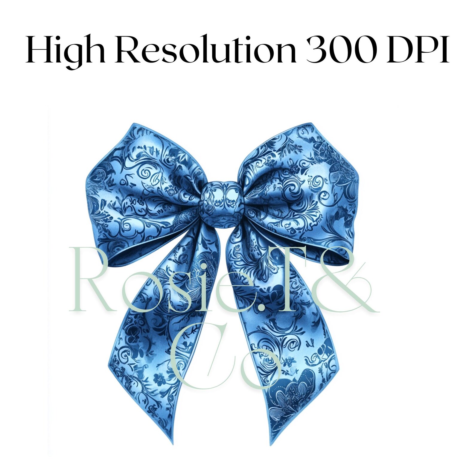 Blue Coquette Bow Clipart, Commercial Use, Transparent Pngs, Watercolor ...