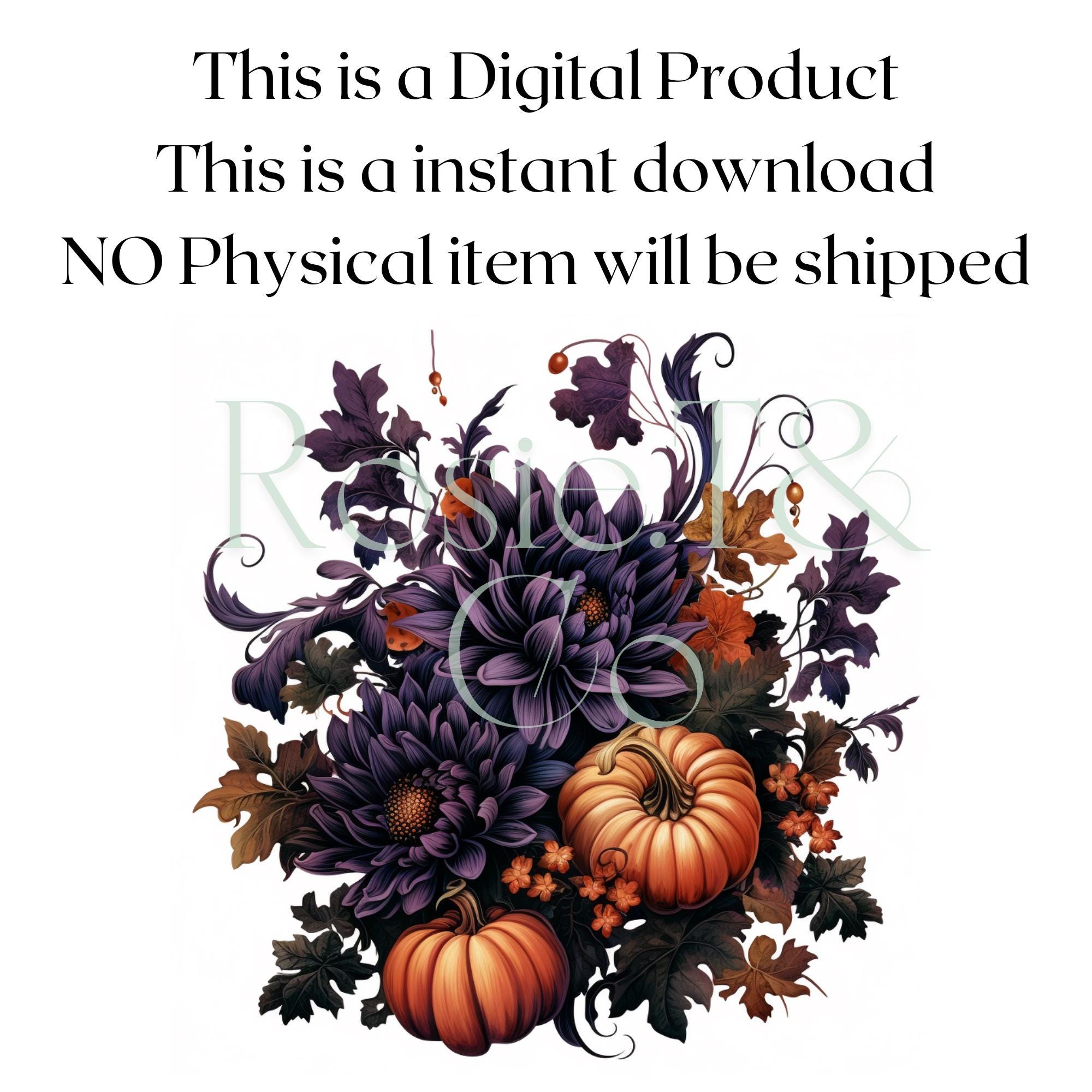 Gothic Halloween Flowers Watercolor Clipart, Dark Academia, Black Rose ...