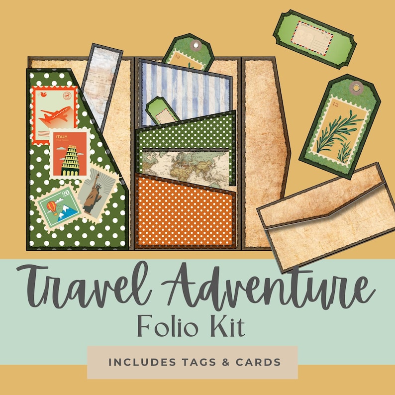 Travel Adventure Junk Journal Folio Kit, Vintage Suitcase, Scrap Book ...