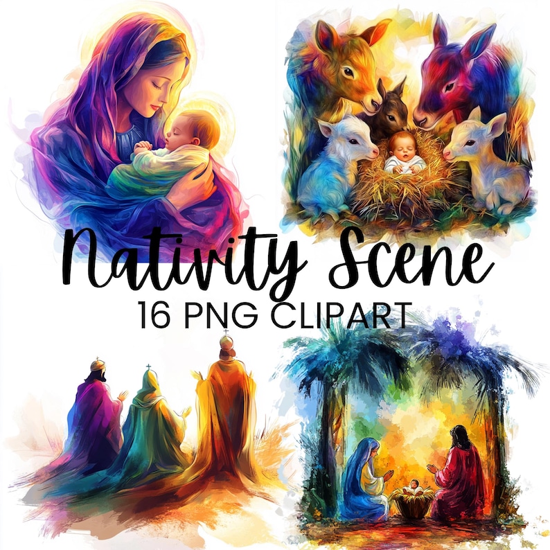 Nativity Scene Clipart, Nativity Set PNG, Christmas Story Image, Holy ...