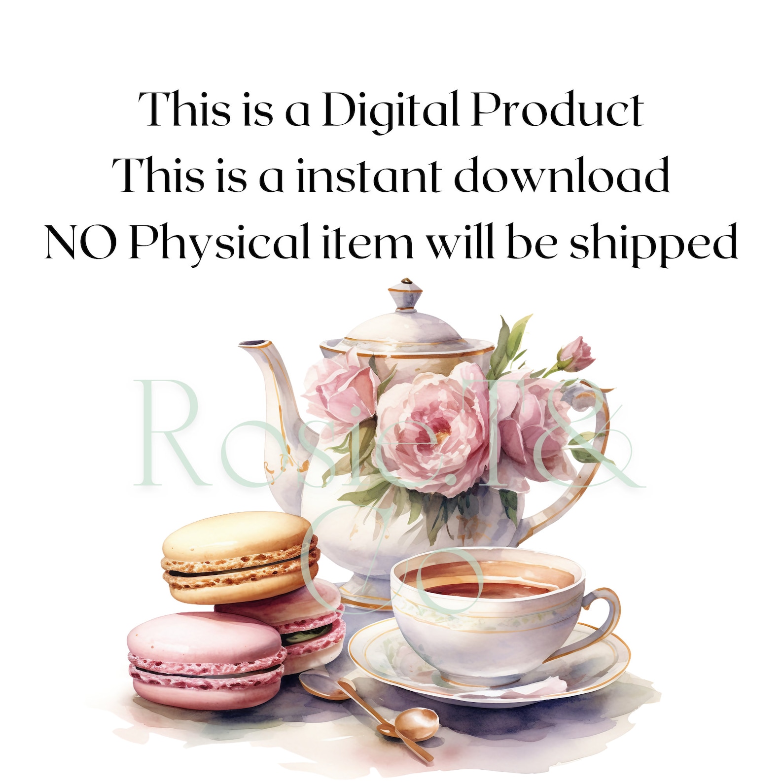 High Tea Watercolor Clipart Tea Pot Clip Art Tea Cup Illustration ...