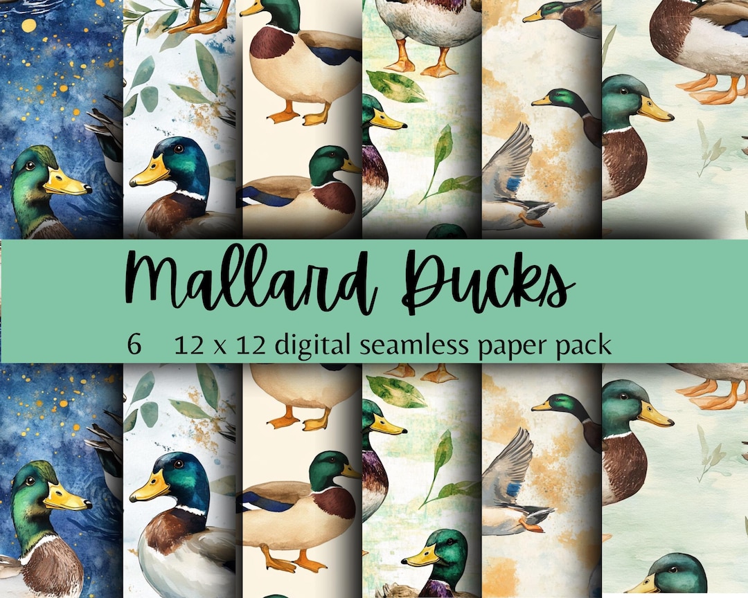 Mallard Duck Seamless Pattern, Digital Paper for Crafts, Repeating ...