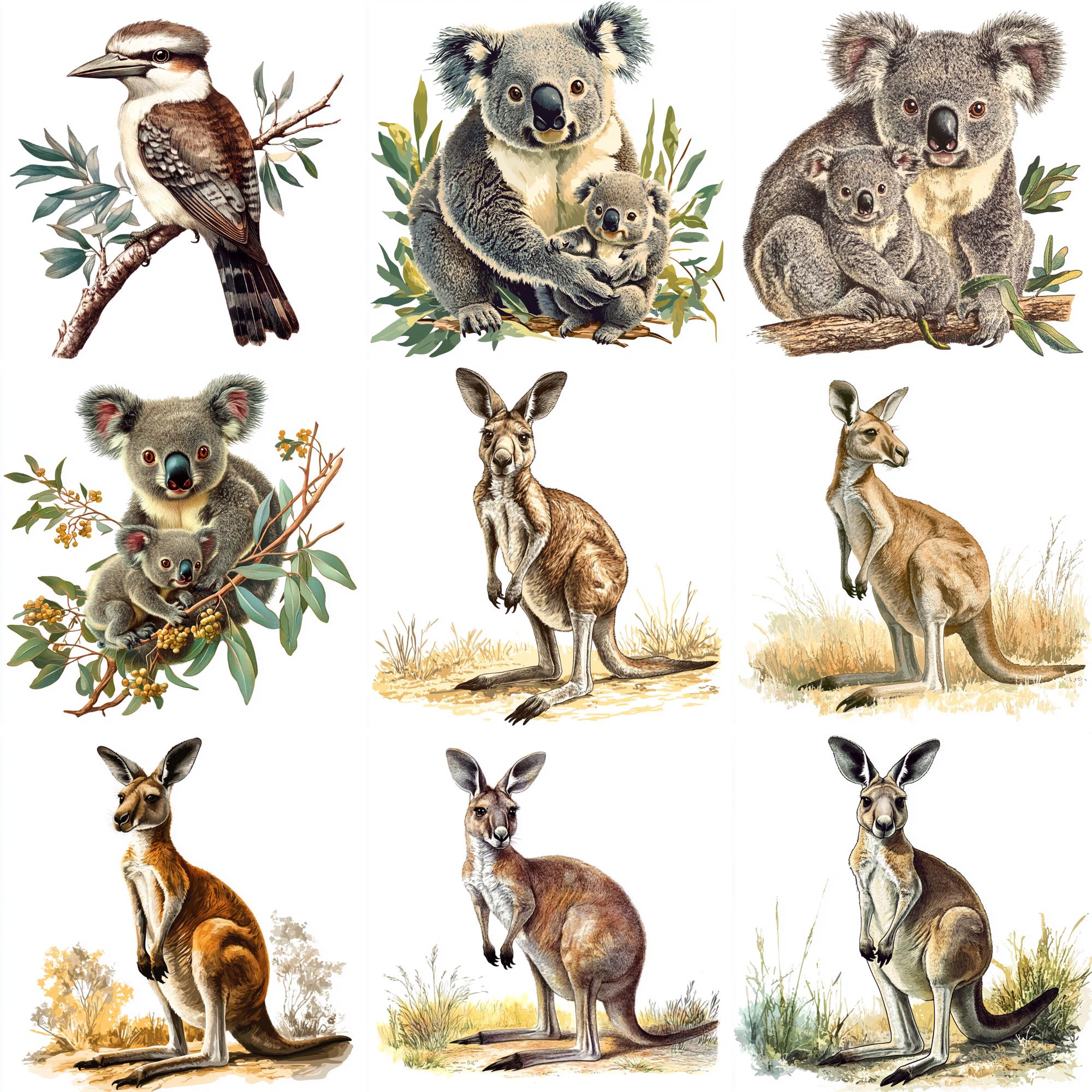Australian Animal Clipart, Cute Flower Graphics, Watercolor PNG for DIY ...