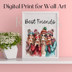 Best Friends Clipart, Winter Best Friends Clip Art Illustration, Girl ...