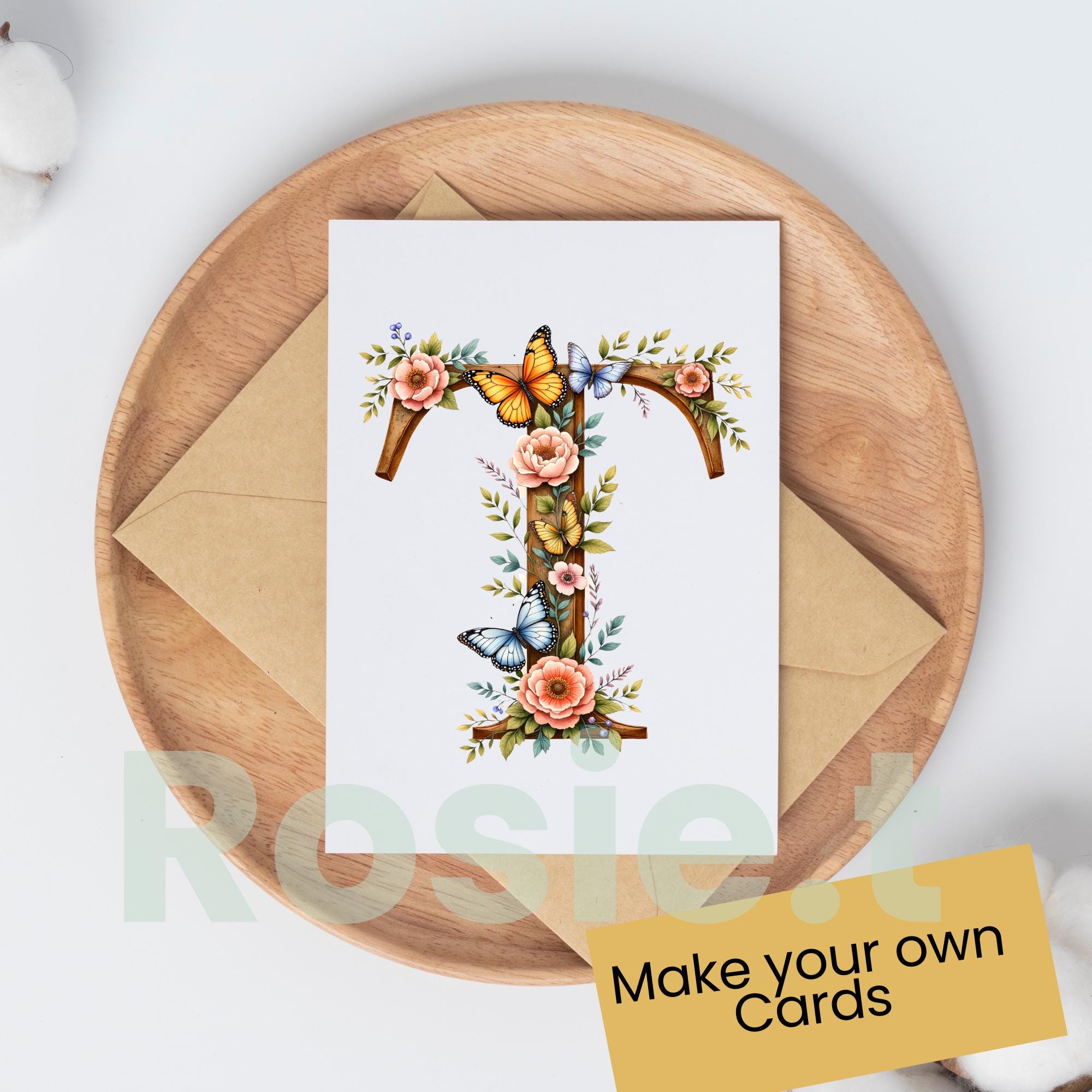 Floral Alphabet Clipart PNG | Butterfly Flower Letters A-Z | Botanical ...