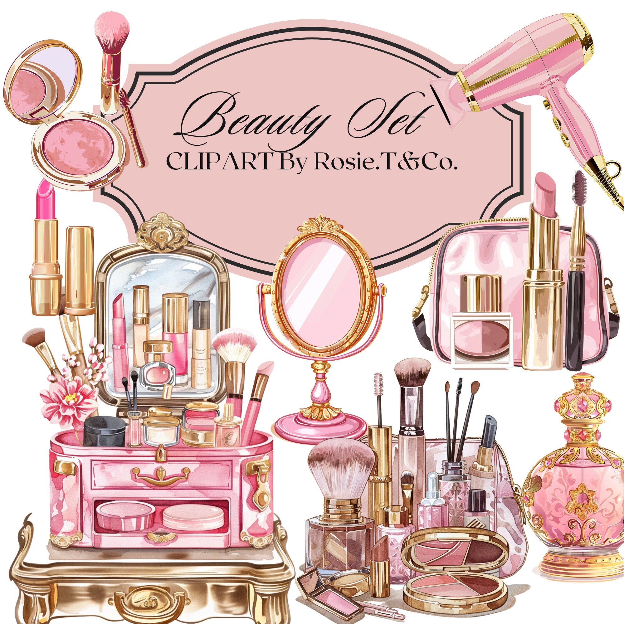 Makeup Clipart Illustration Watercolor Fashion Glam Clip Art Beauty ...