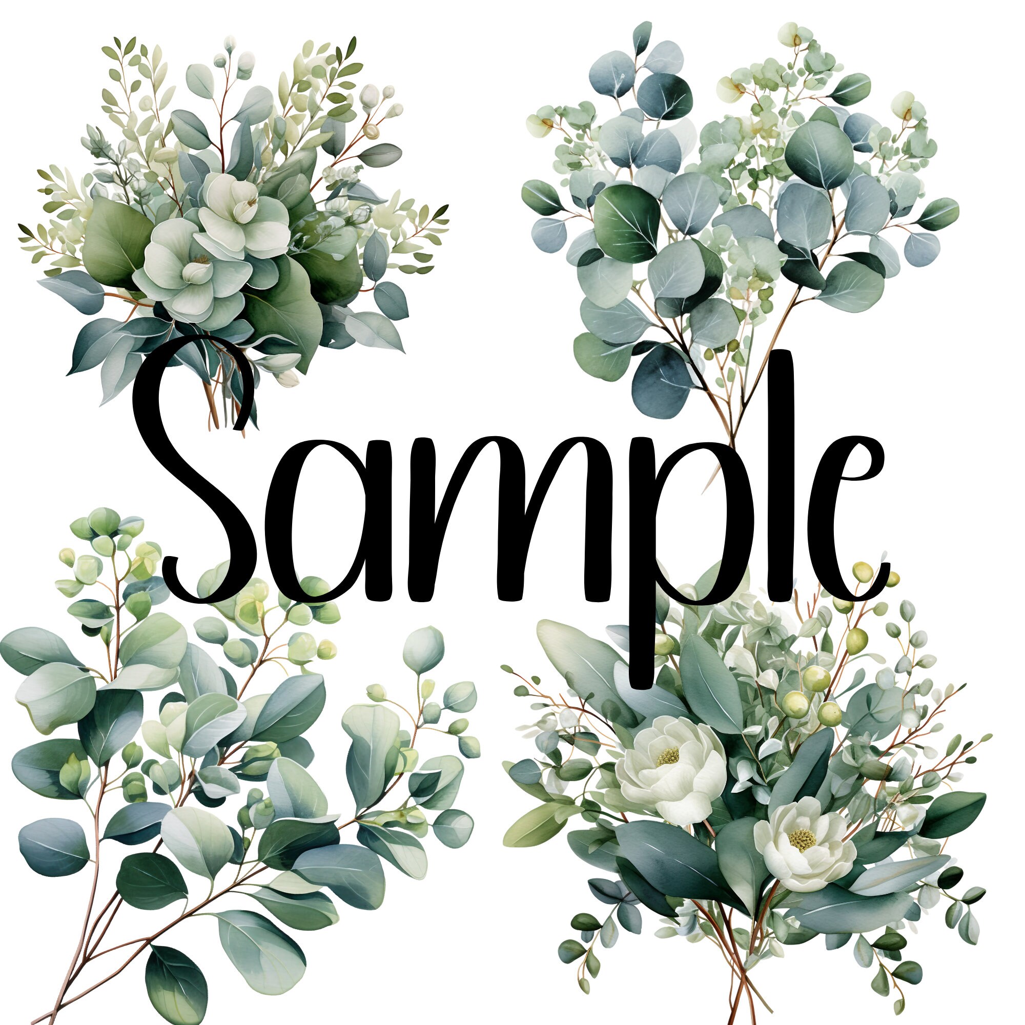 Eucalyptus Watercolor Clipart, Eucalyptus Garland, Golden Eucalyptus ...