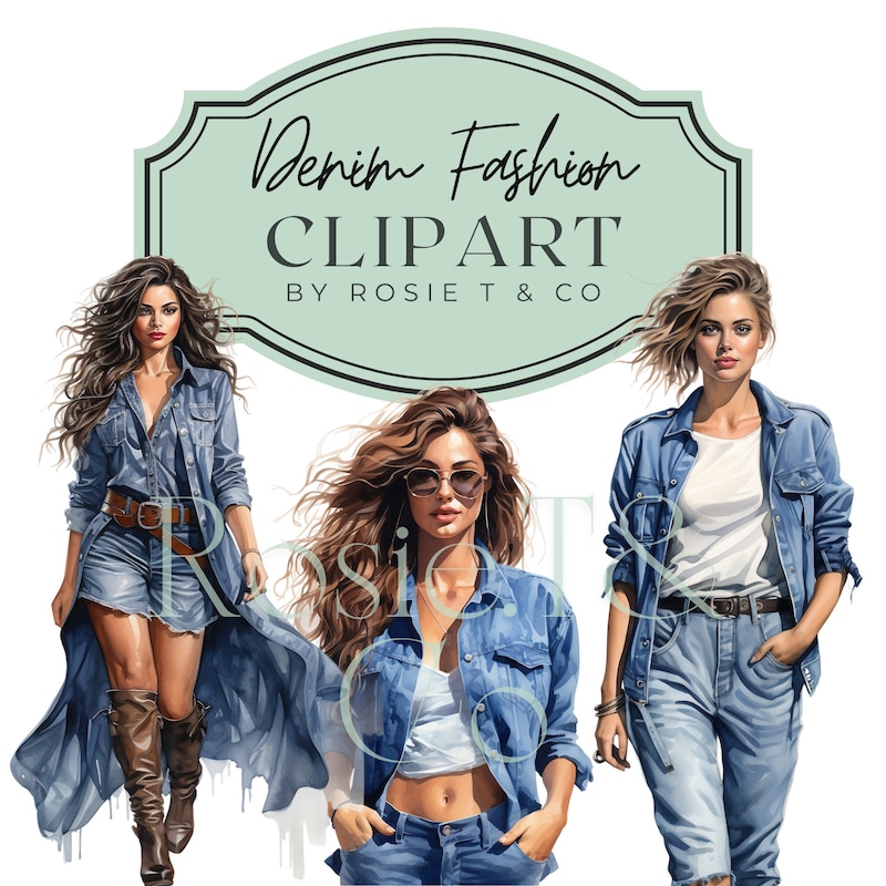 Denim Girl Clipart - Etsy