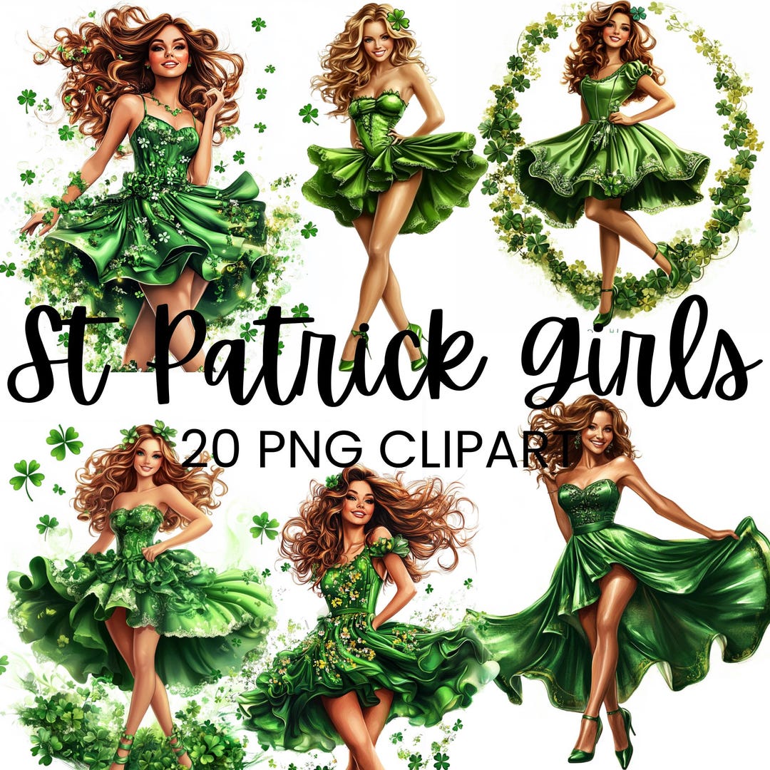 Clipart, St Patrick Girls PNG Files - Delightful Digital Art for St ...