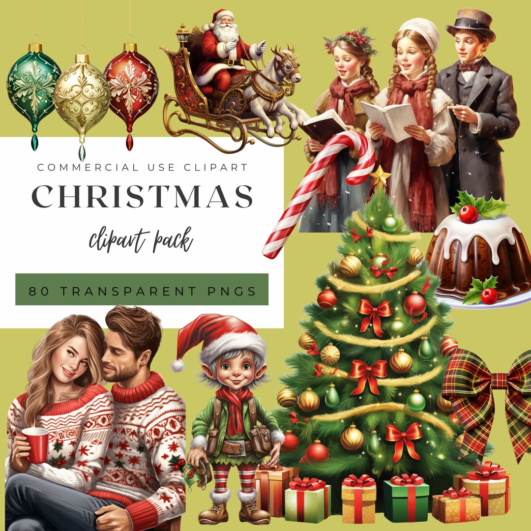 80 Christmas Clipart Bundle, PNG Image Transparent, Xmas Clip Art ...