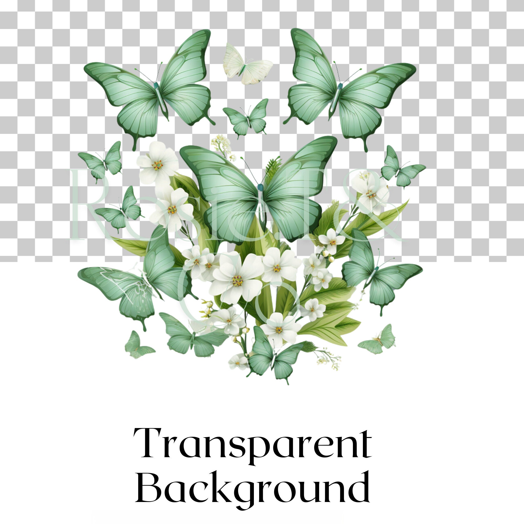 Mint Green Butterflies Clipart, Transparent PNG Illustration ...