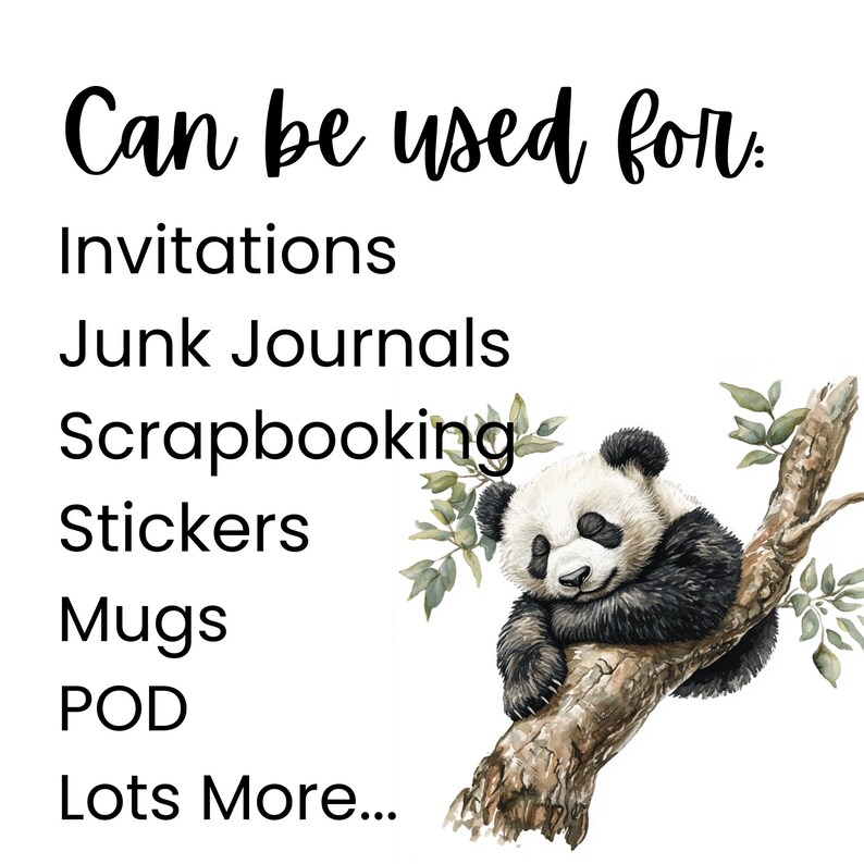 Panda Bear Clipart, Cute Watercolor Baby Panda, Digital PNG ...