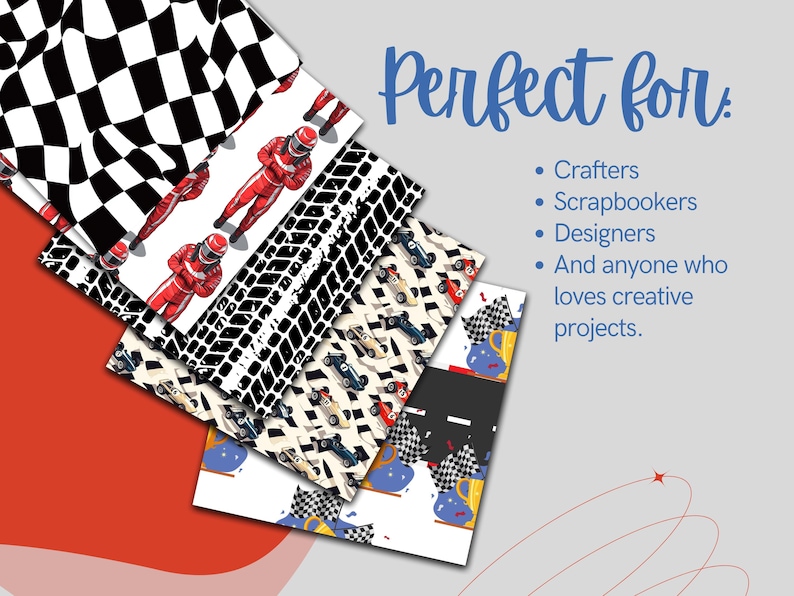 Race Car Seamless Pattern, Digital Paper for Scrapbooking, Vintage Car ...