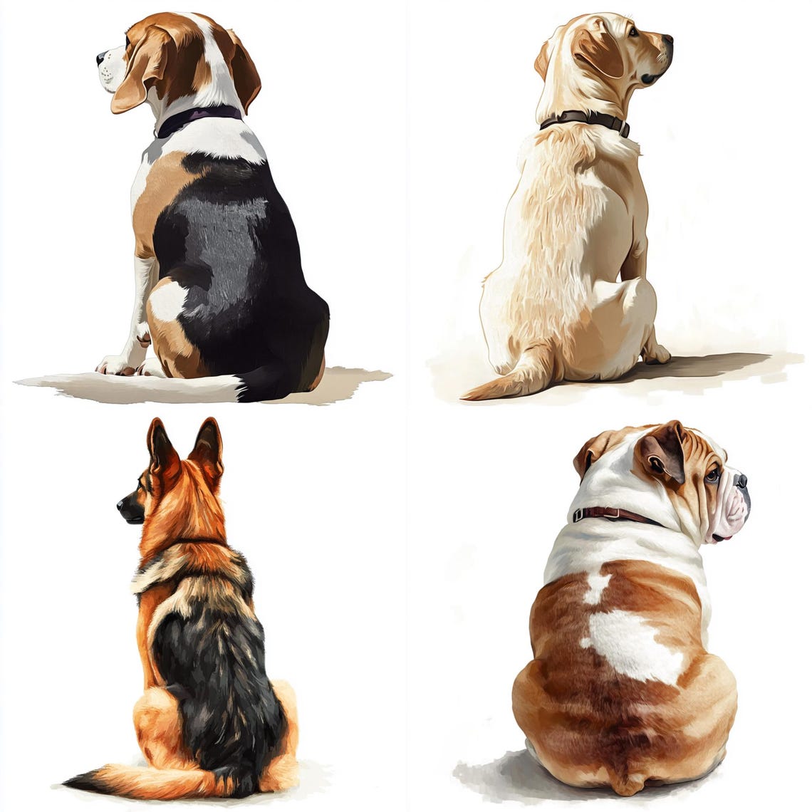 Dog Clipart From Back View, PNG Illustrations for Unique Crafts ...