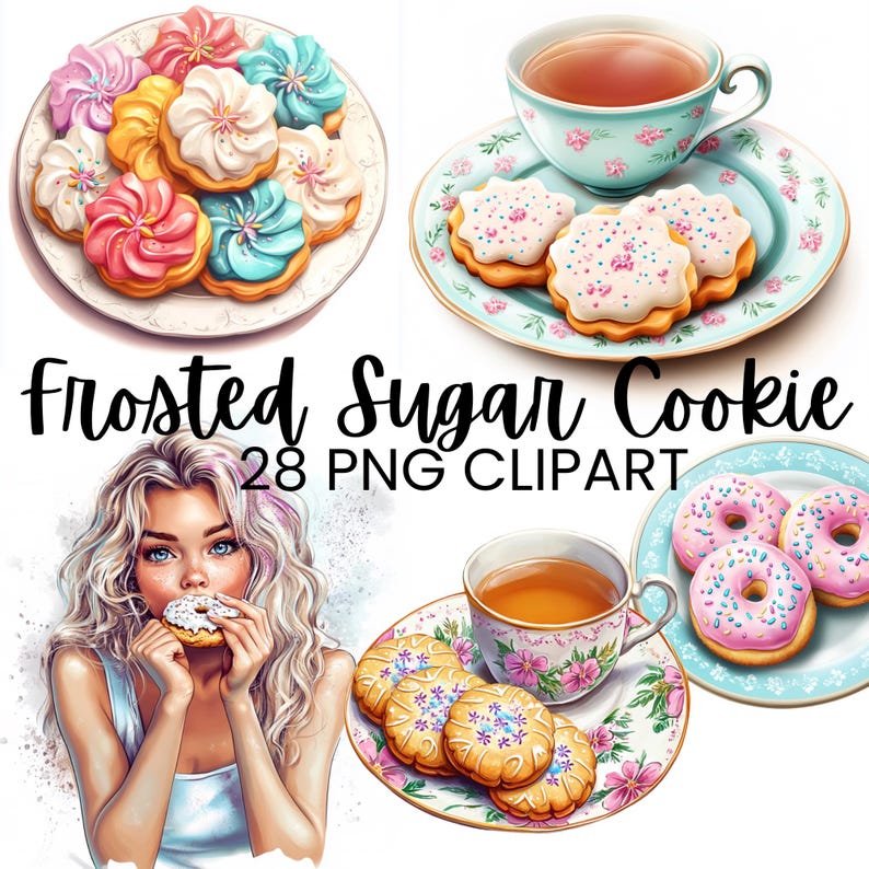 Sugar Cookies Clipart, PNG Digital Download, Colorful Frosted Cookie ...