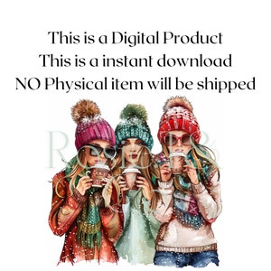 Best Friends Clipart, Winter Best Friends Clip Art Illustration, Girl ...