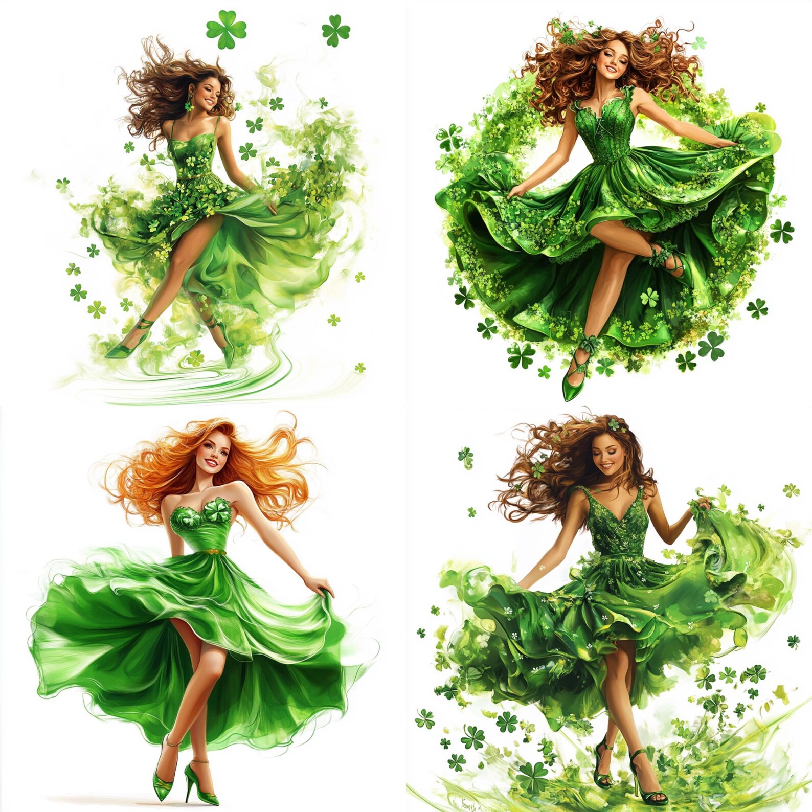 Clipart, St Patrick Girls PNG Files - Delightful Digital Art for St ...