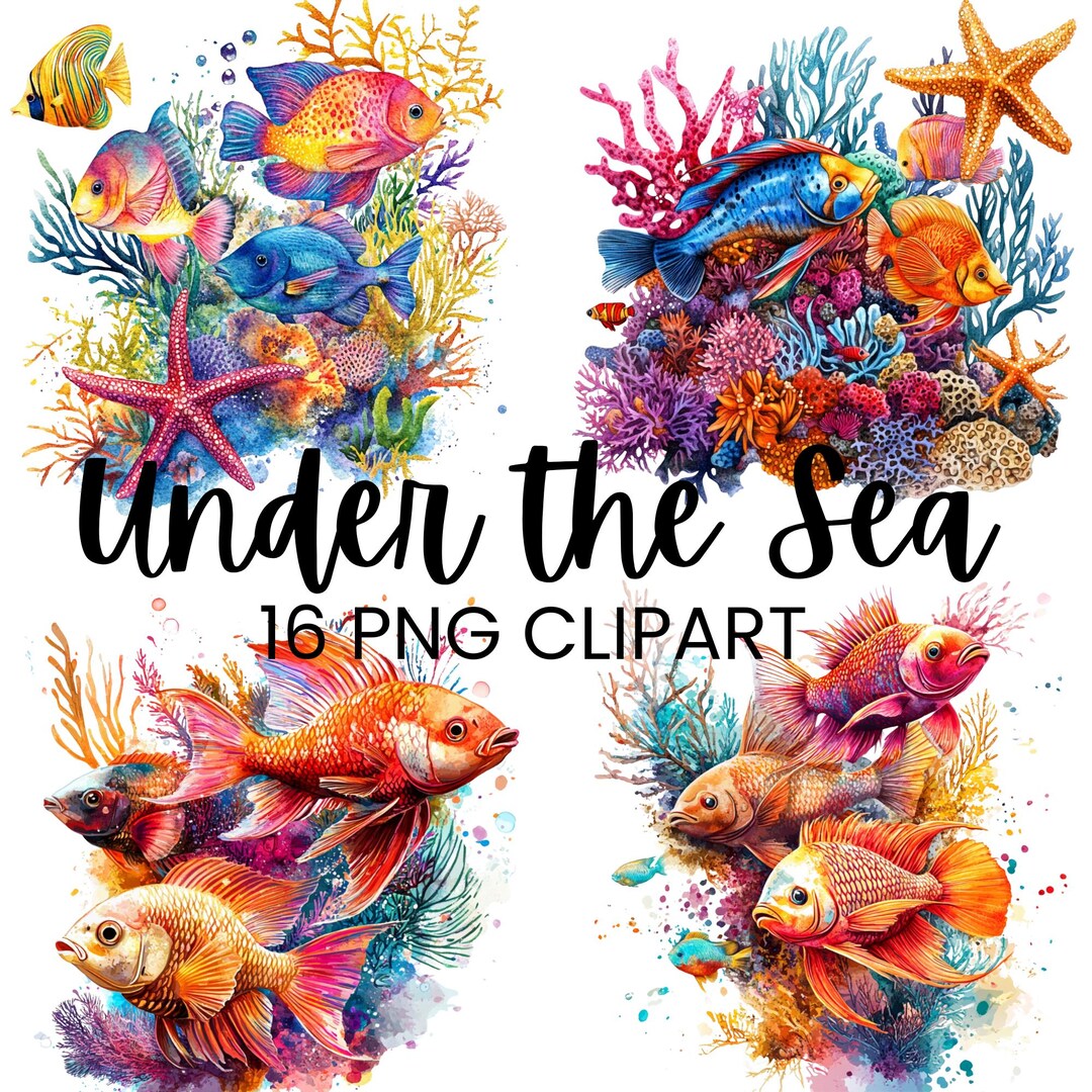 Ocean Clipart, Under the Sea Clip Art, PNG Fish Art Work, Sea Animal ...
