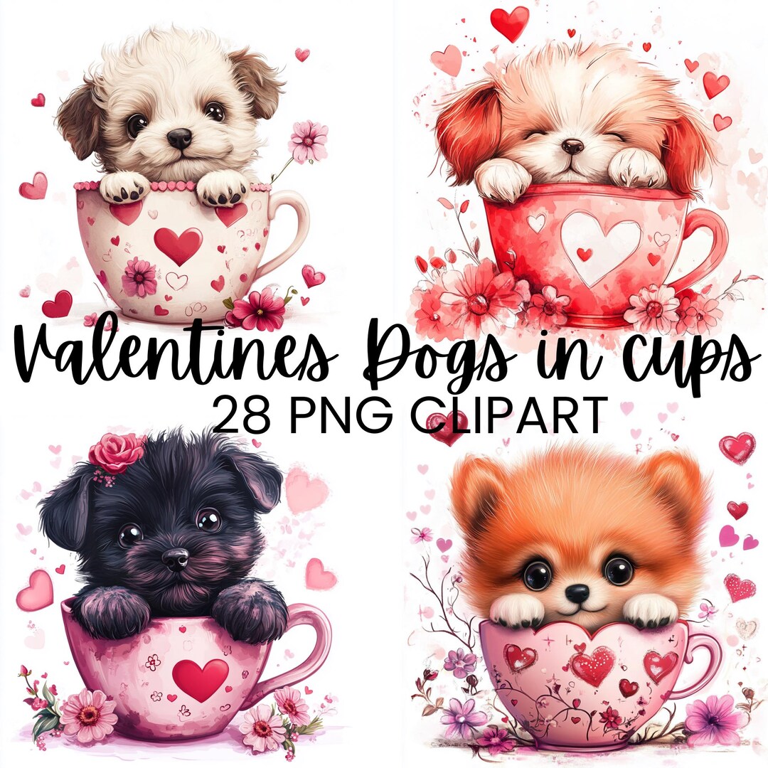 Puppy Love Clipart, Adorable Dog Graphics, Cute Pet Lover Art, Digital ...