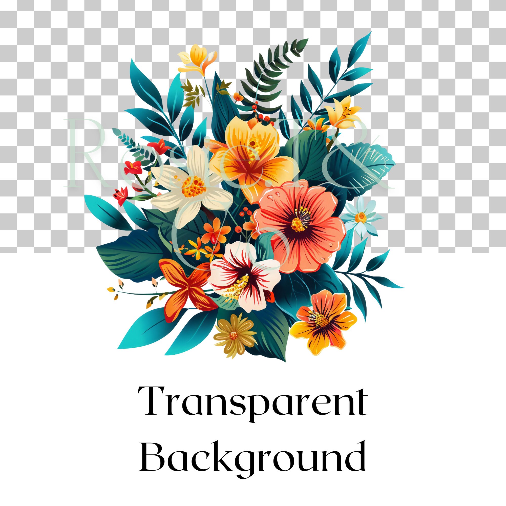 Bold Floral Clipart, Watercolor Clipart, Bright Spring Flowers Clip Art ...