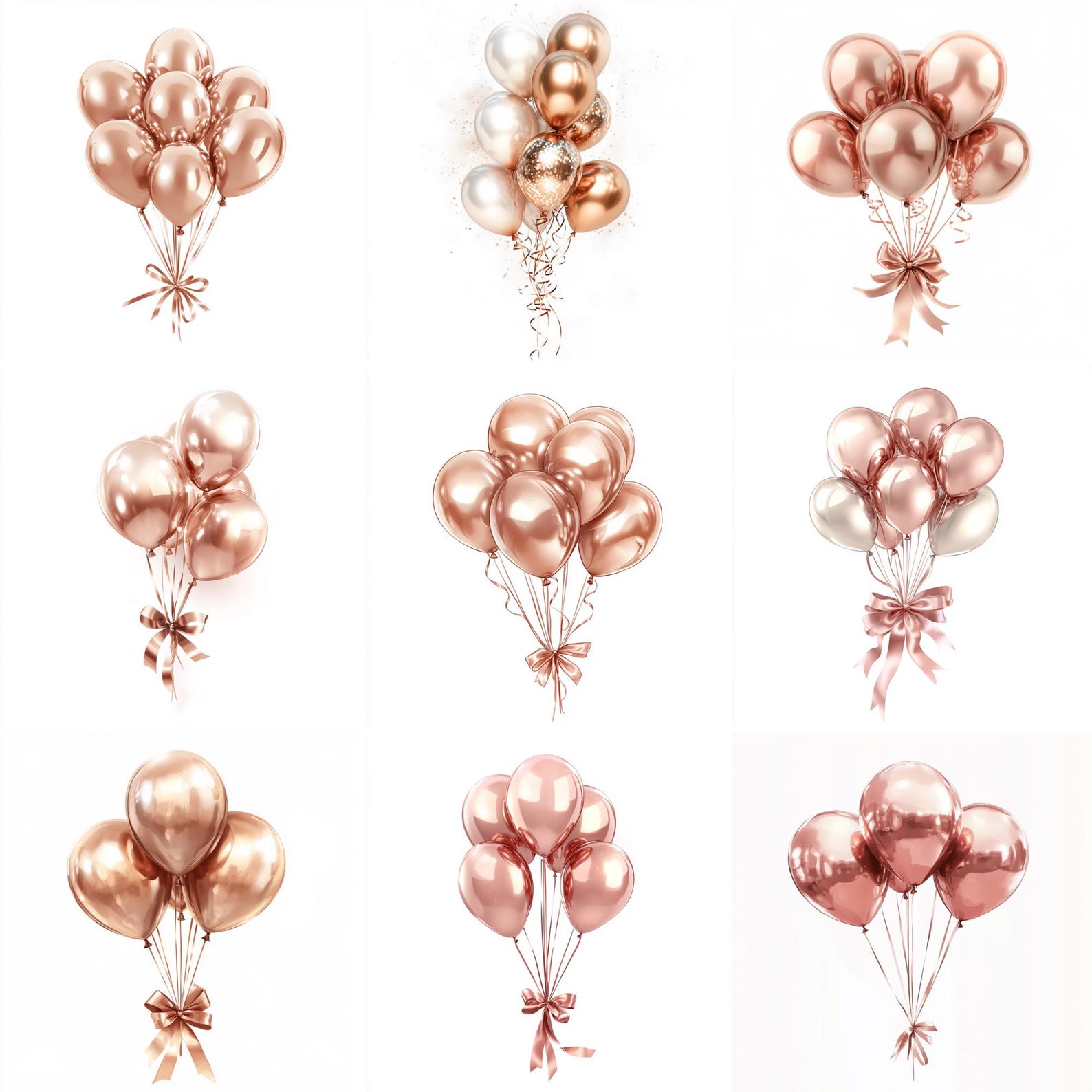 Rose Gold Glitter Balloon Clipart, Instant Download, Birthday Party ...
