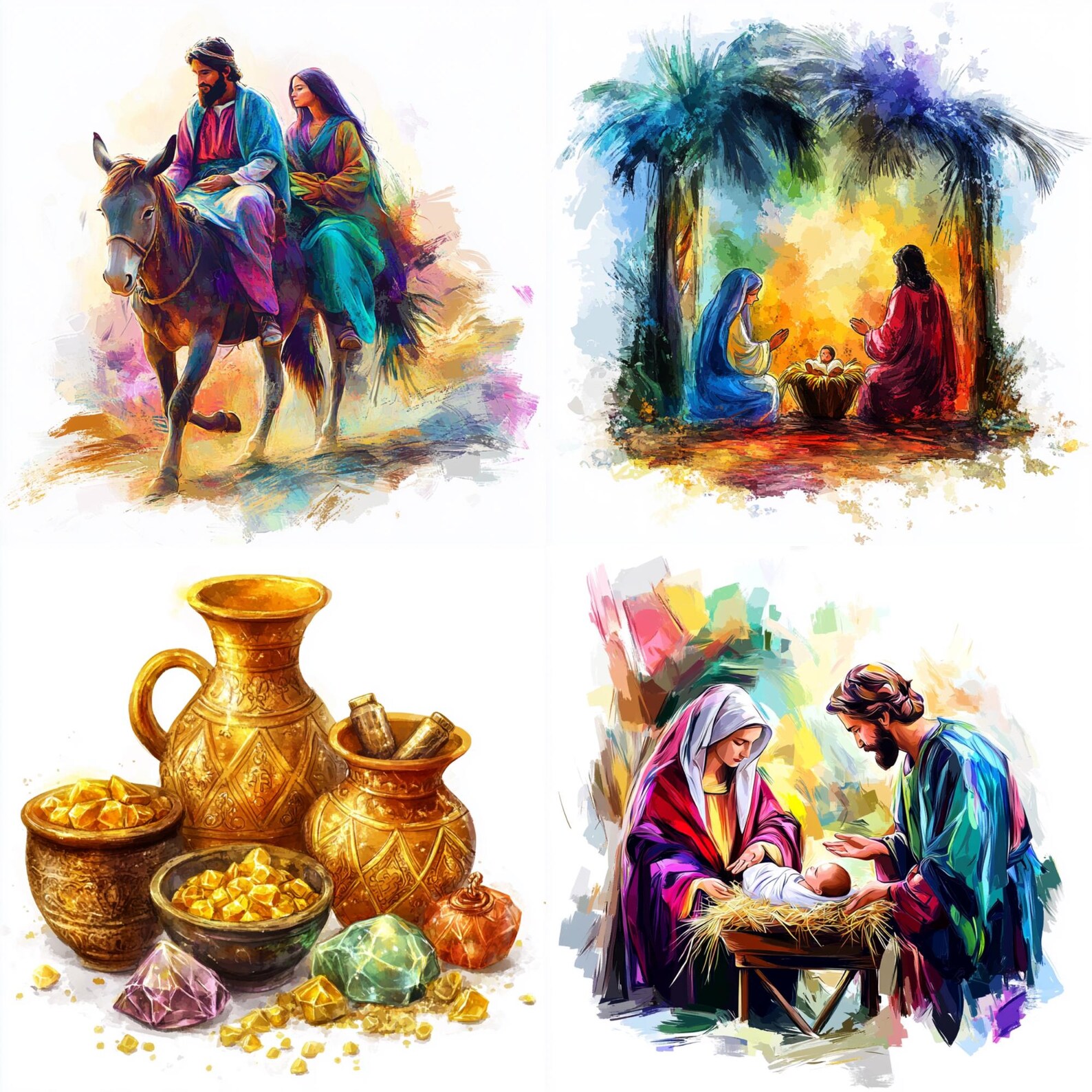 Nativity Scene Clipart, Nativity Set PNG, Christmas Story Image, Holy ...